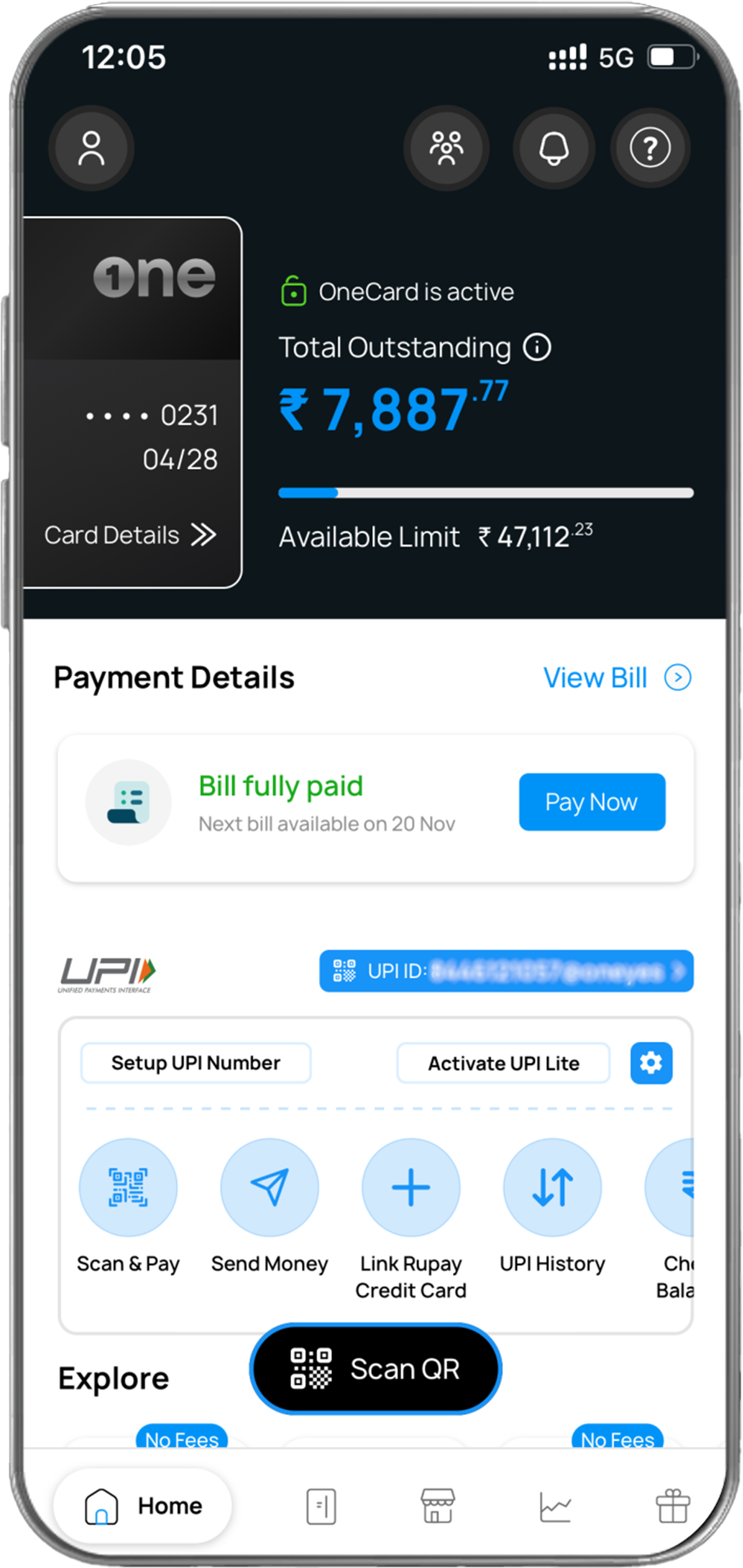 What is 1-click repayment on the OneCard App?
